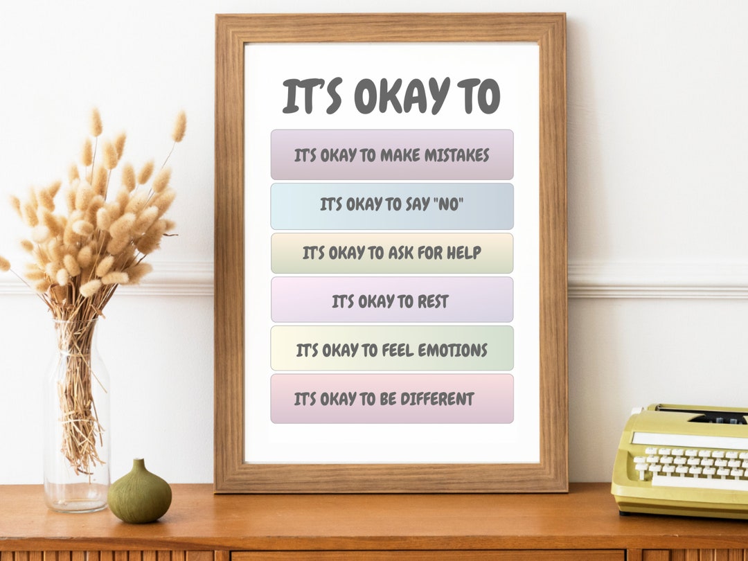 It's Okay to Poster / Growth Mindset Poster / Therapy Poster ...