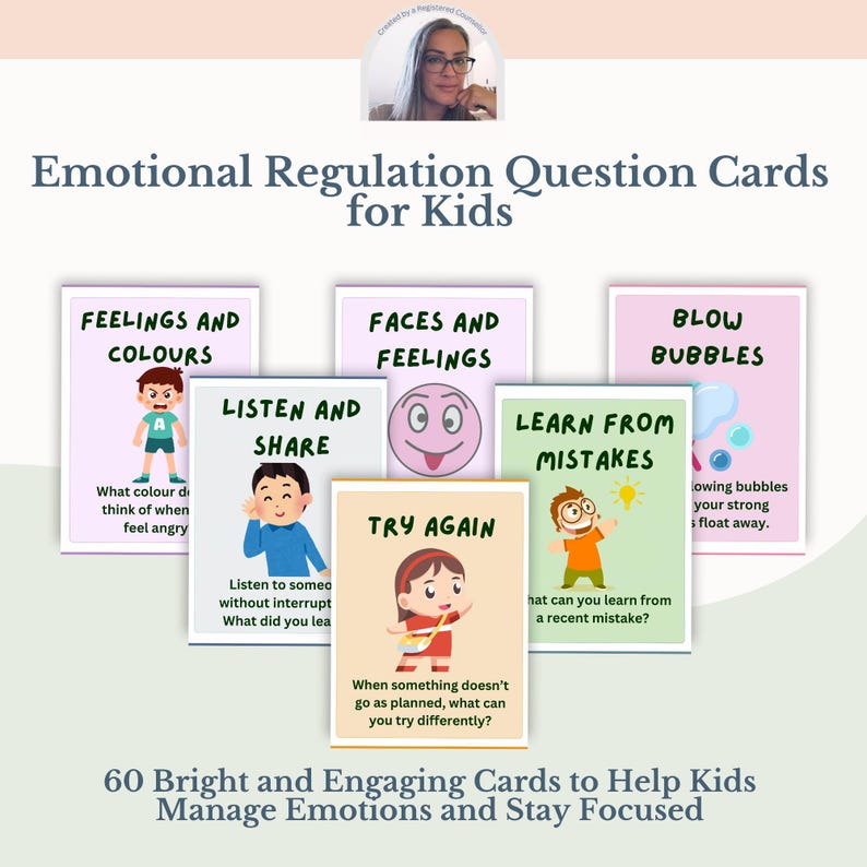 Emotional Regulation Cards for Kids: Feelings & Coping (digital ...