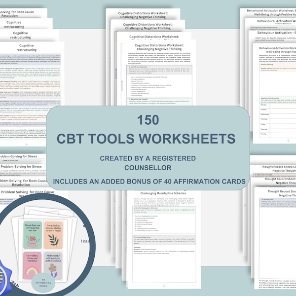 Cbt Anxiety Worksheets - Etsy