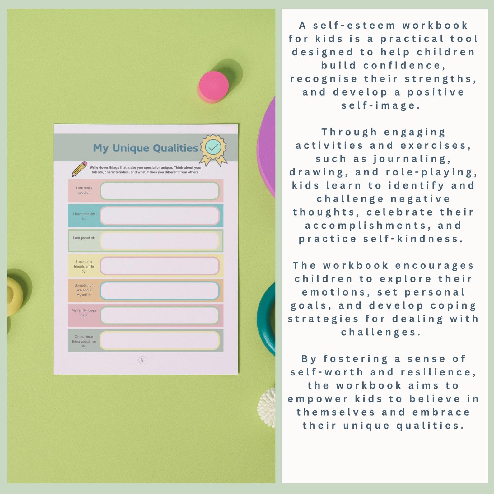 Self-esteem Workbook for Kids - 45 Fillable Worksheets | Child ...