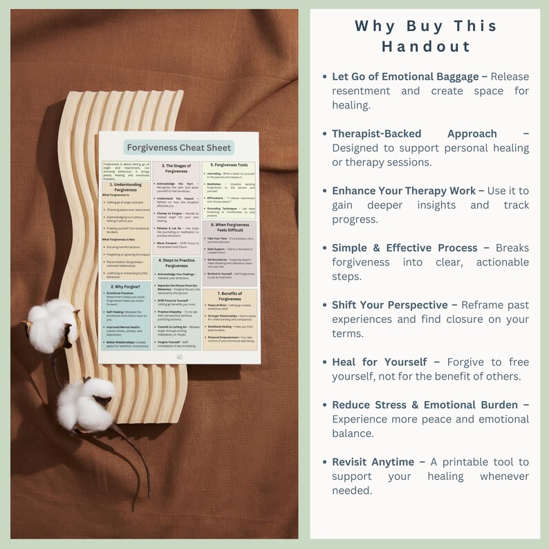Forgiveness Cheat Sheet: Counseling & Healing Resources (PDF) - Etsy