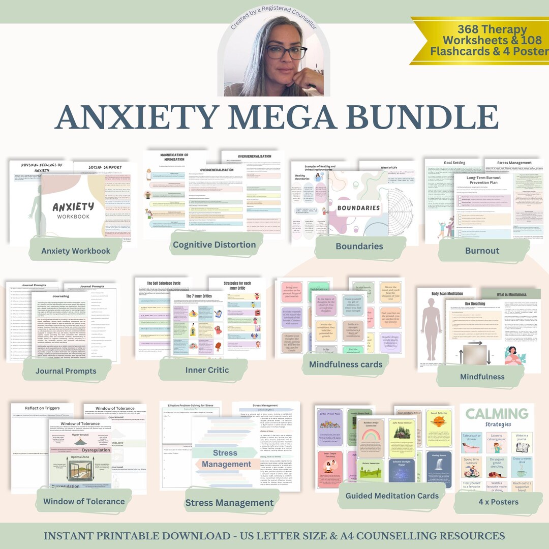 Anxiety Therapy Workbooks Bundle: Stress Relief, Mindfulness, Cognitive ...