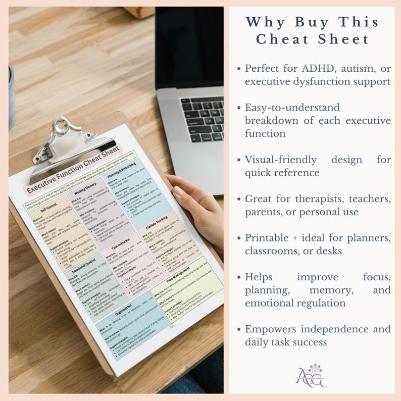 Executive Function Cheat Sheet: Quick Tips Guide (PDF) - Etsy