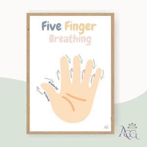 5 Finger Breathing: Children's Wall Art for Educational & Counseling ...