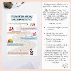Relapse Prevention Workbook / Addiction Recovery for Adults / Therapy Worksheets / CBT / Relapse ...