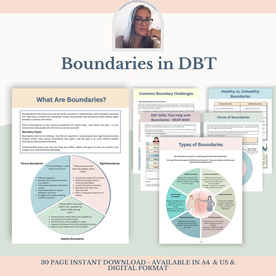 DBT Boundaries Workbook: Therapy Worksheets for Emotional Regulation ...