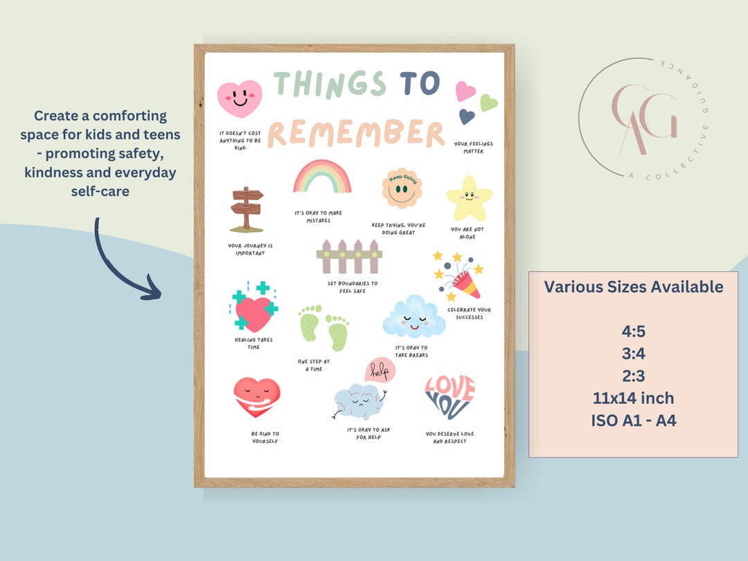 Things to Remember Poster, Positive Affirmation, Therapy Poster ...