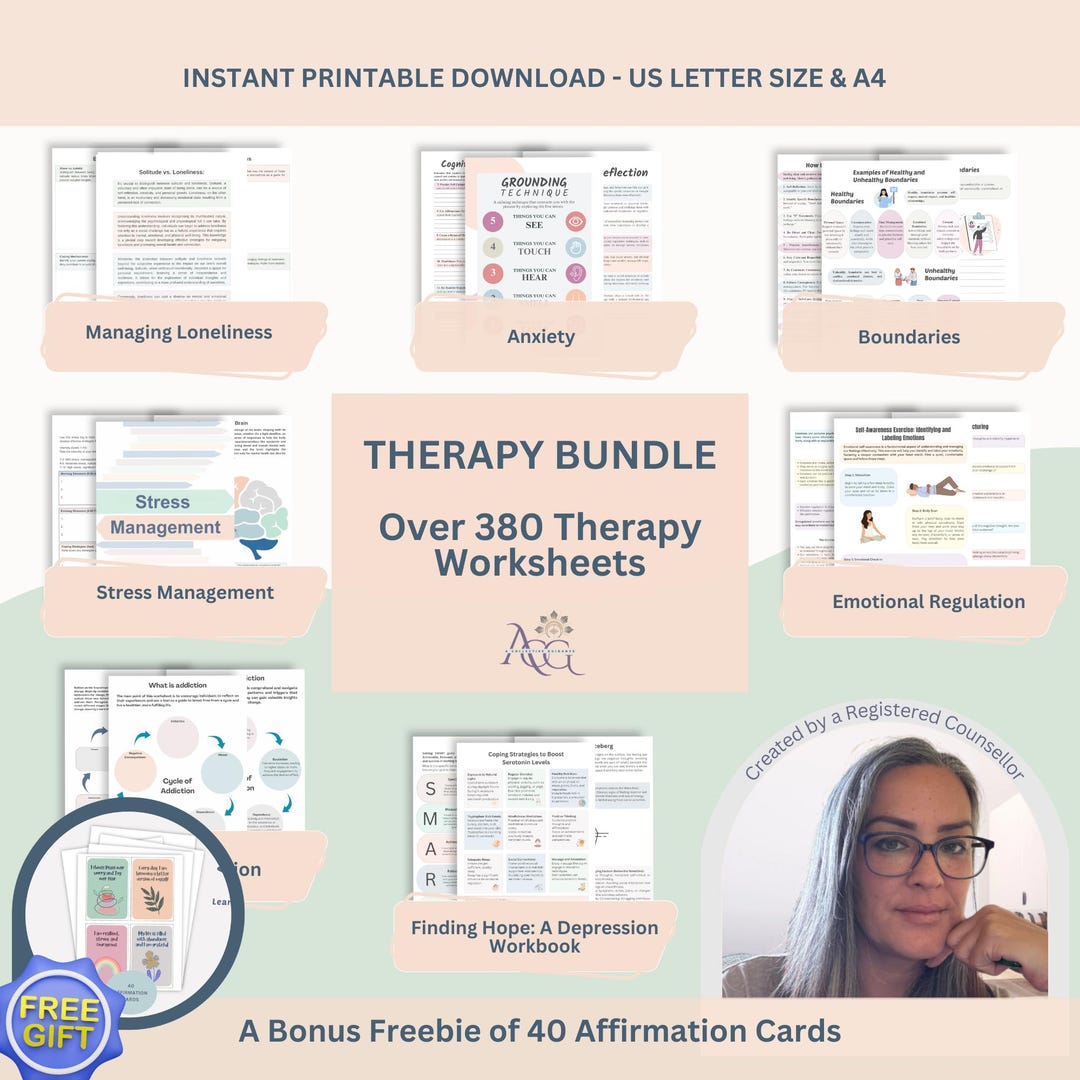 Therapy Worksheets Bundle for Anxiety, Boundaries & Depression | Tools ...