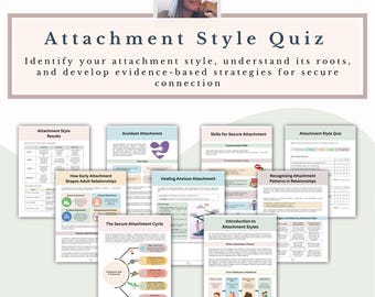 Attachment Styles Quiz Workbook | Therapy Worksheets & Relationship ...