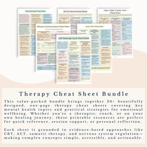 Therapy Cheat Sheet Bundle: One & Two Page Psychoeducation Resources ...