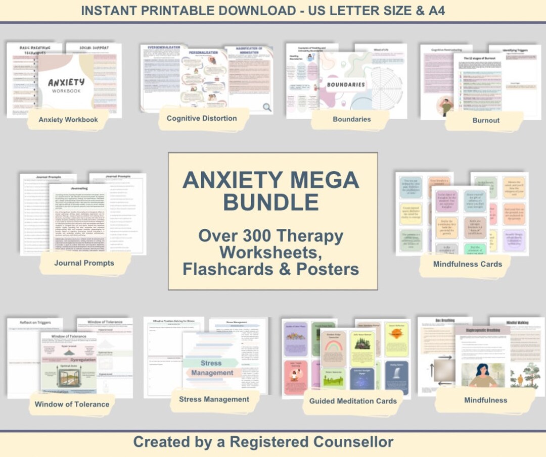 Anxiety Mega Bundle / Cognitive Behaviour Therapy / Therapy Worksheets ...