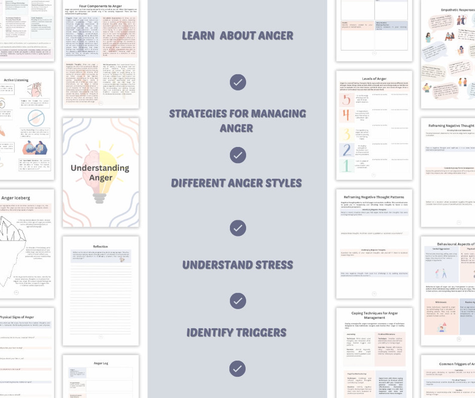 Understanding Anger Workbook, Anger Management Therapy Worksheets, CBT ...