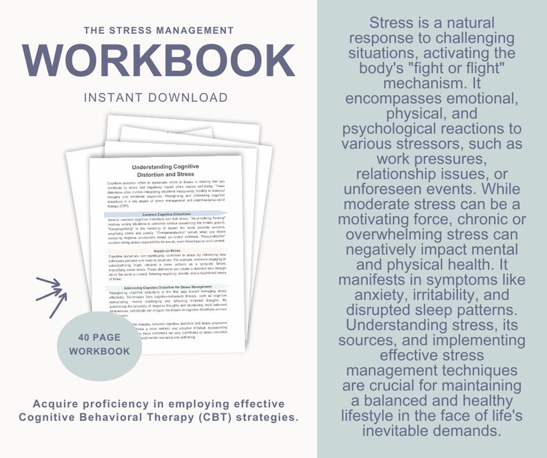 Stress Management Workbook: Coping Skills & Anxiety Relief (PDF) - Etsy