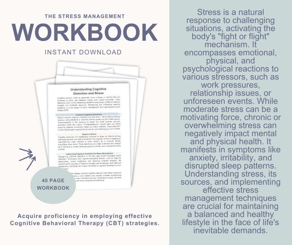 Stress Management Workbook, Stress Management, Therapy Worksheets, CBT ...