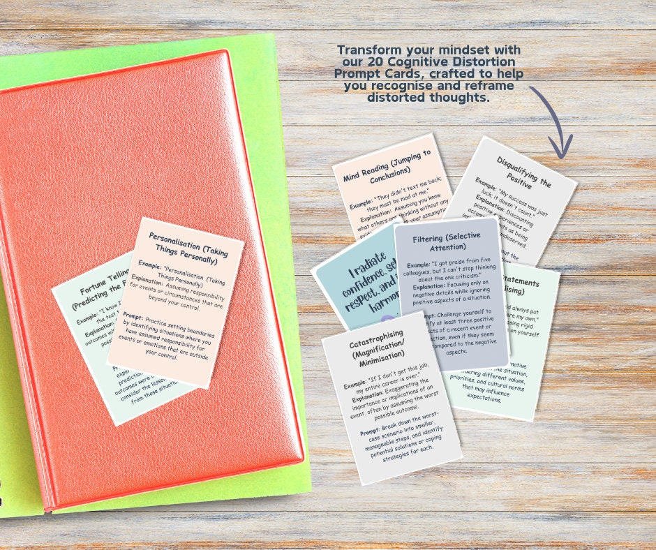 Cognitive Distortion Prompt Cards / Cognitive Distortion / Therapy ...