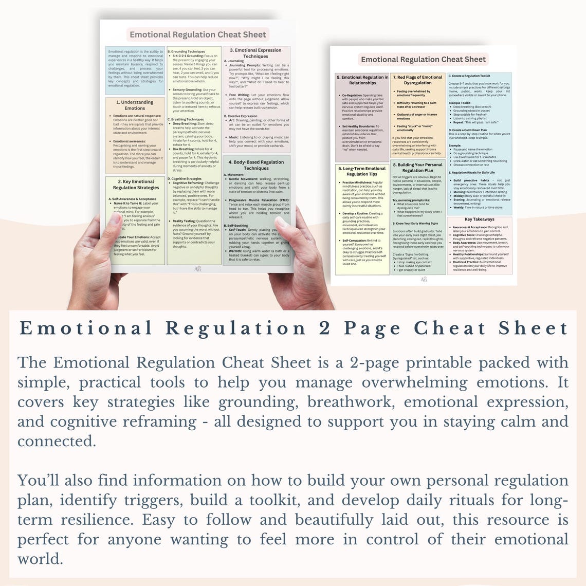 Emotional Regulation Cheat Sheet | Easy Guide for Counselling & Therapy ...