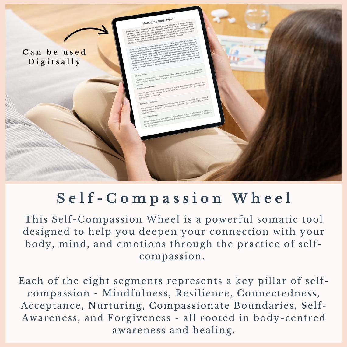 Self-compassion Wheel With Somatic Focus & Prompt Questions - Therapy ...
