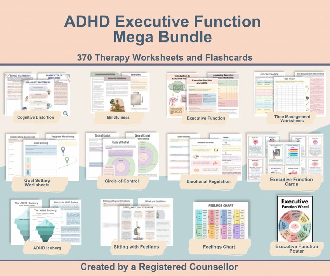 ADHD Executive Function Bundle, Executive Functioning Bundle, Therapy ...