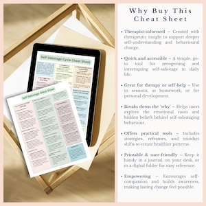 Self-sabotage Cheat Sheet: Easy 2-page Therapy Resource for Overcoming Habits & Building ...