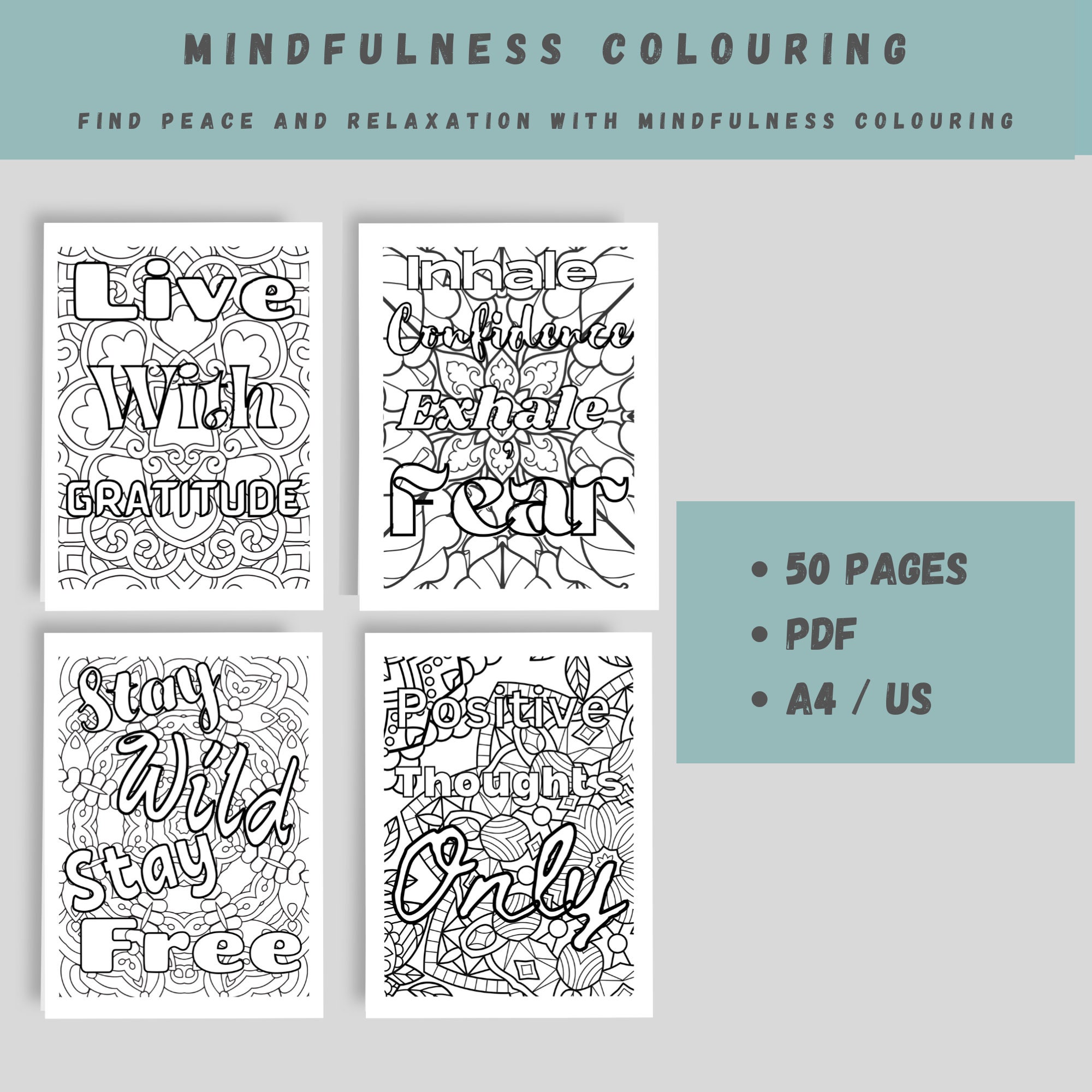Mindfulness Colouring Pages / Mindfulness Colouring / Relaxing Adult ...