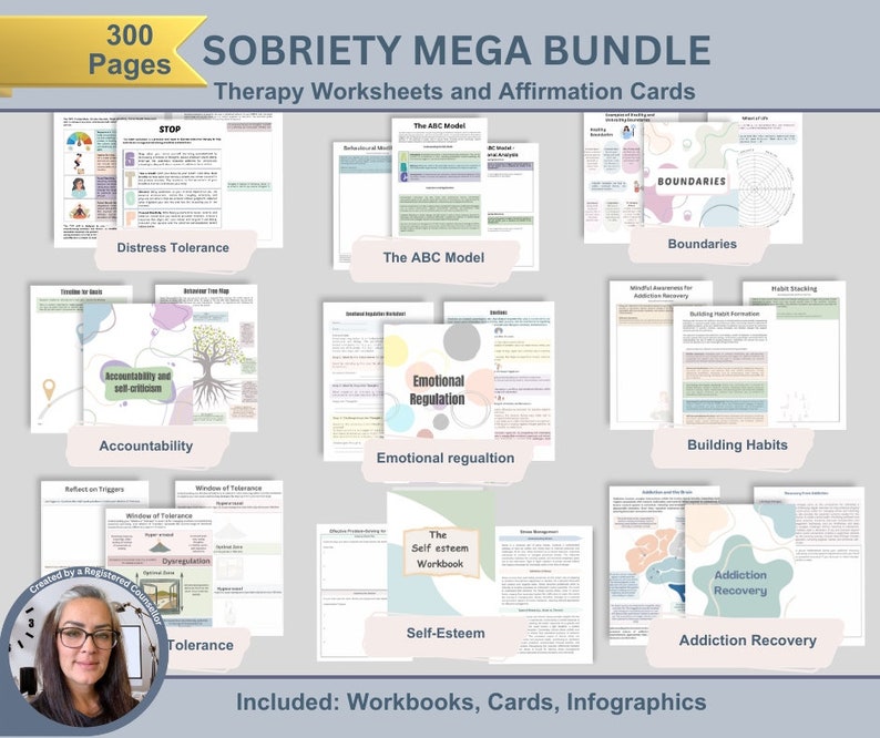 Sobriety Mega Bundle Addiction Recovery Bundle Therapy Worksheets