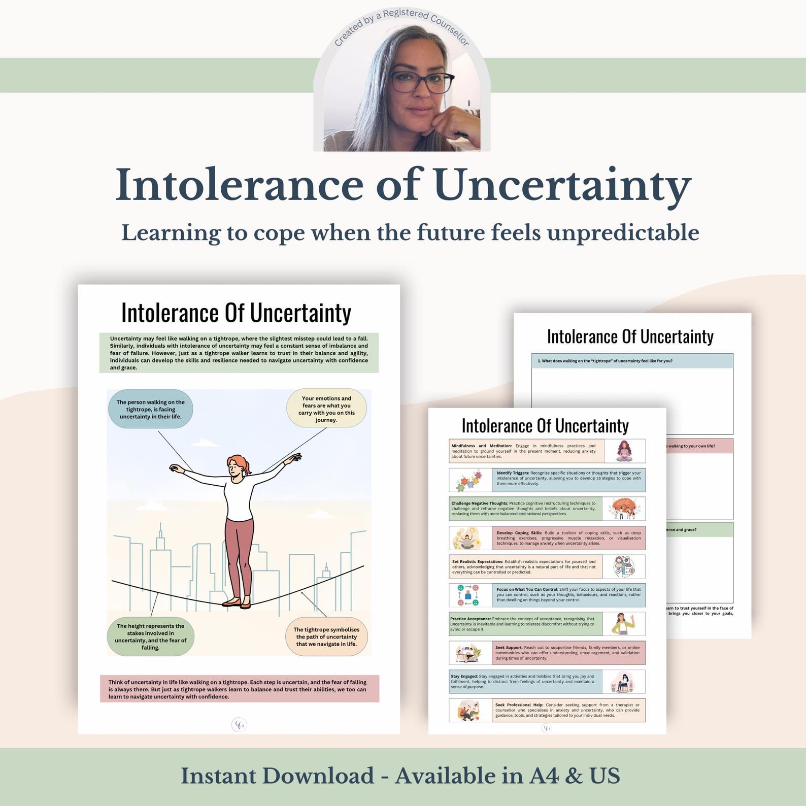 Intolerance of Uncertainty Worksheet: CBT Therapy, Building Resilience ...