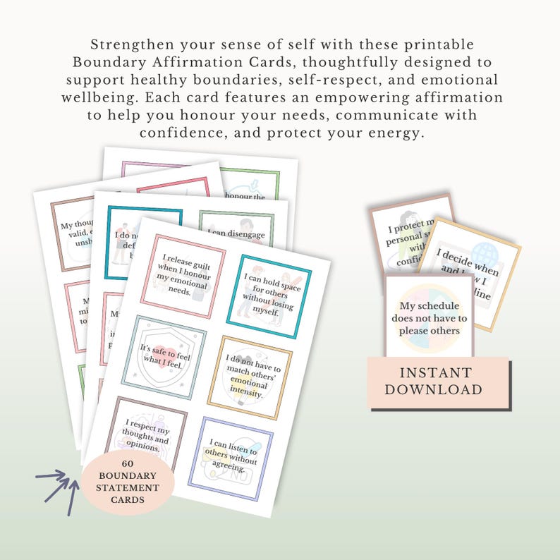 Boundary Affirmation Cards, Positive Affirmations for Healthy ...