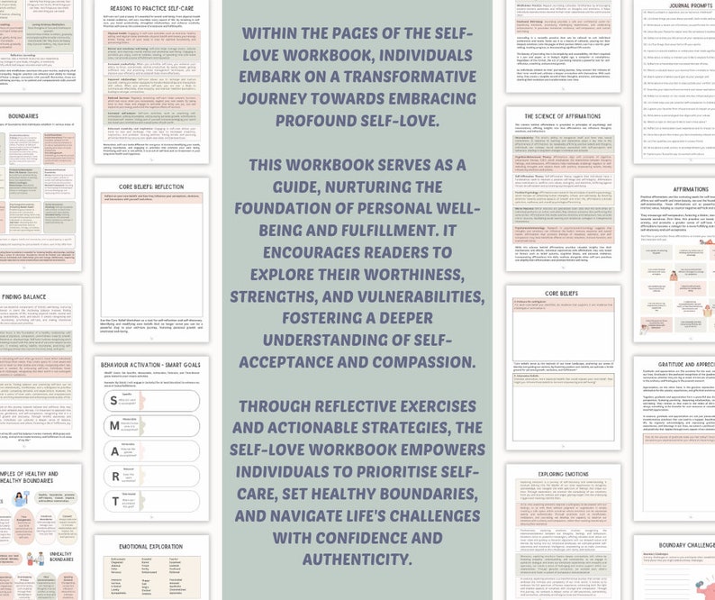 Self Love Workbook / Emotions Worksheets / Therapy Worksheets ...