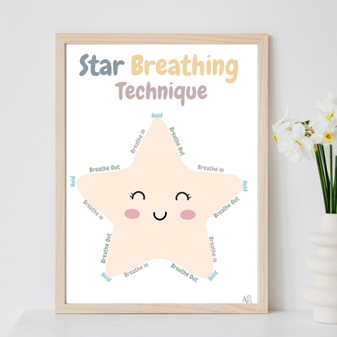 Star Breathing Technique Print: Mindfulness Kids Decor (digital ...
