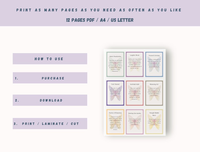 Stress Management Cards / Stress Relief Card / Mindfulness Flashcards ...