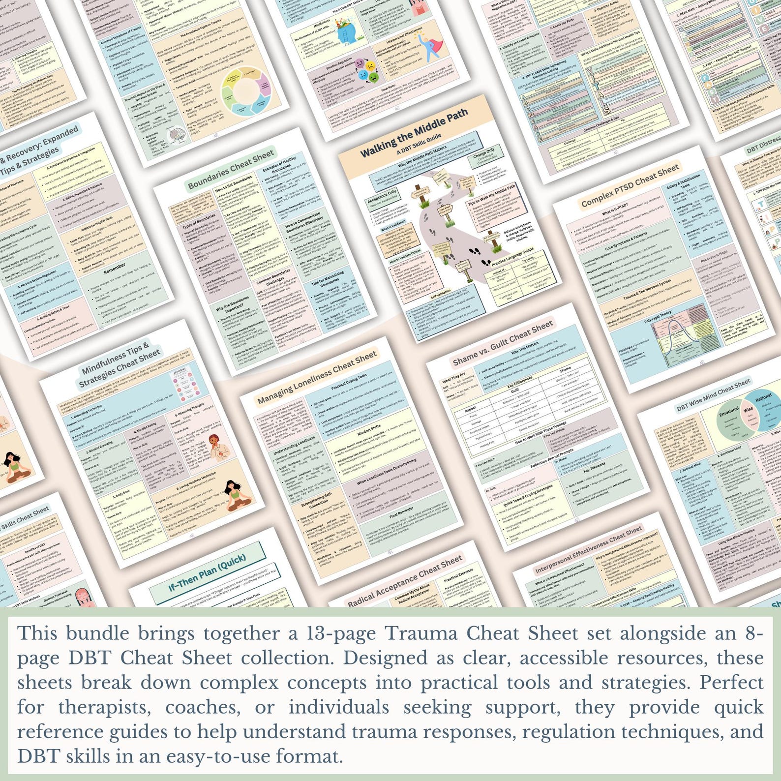 Trauma Therapy Cheat Sheet Bundle | Psychoeducation Resources for ...