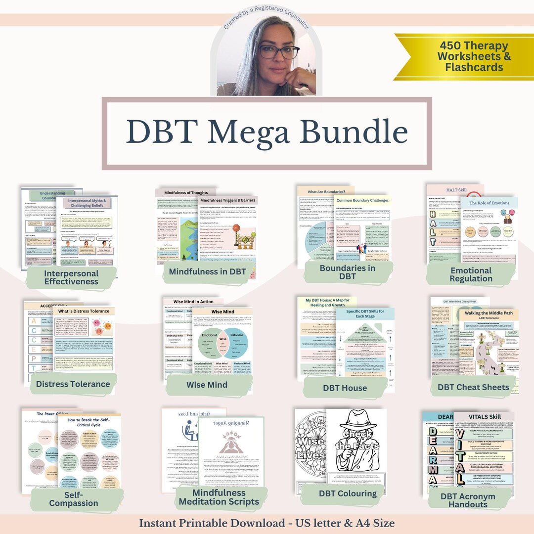 Dbt Therapy Printable Emotional Regulation Worksheet Bundle Coping ...