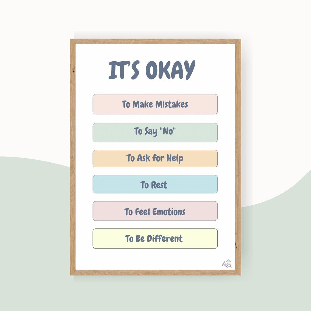 It's Okay Poster | Growth Mindset Print | Therapy & Counselling Art ...