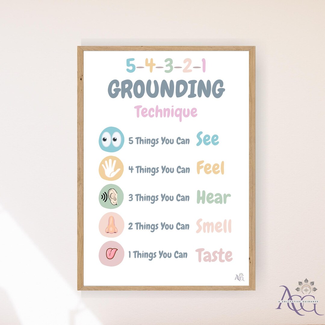 Grounding Poster; Kids Educational Wall Art 5 4 3 2 1, Counselling ...
