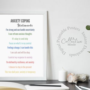 Anxiety Coping Strategies Poster / CBT / Therapy Poster / Anxiety ...