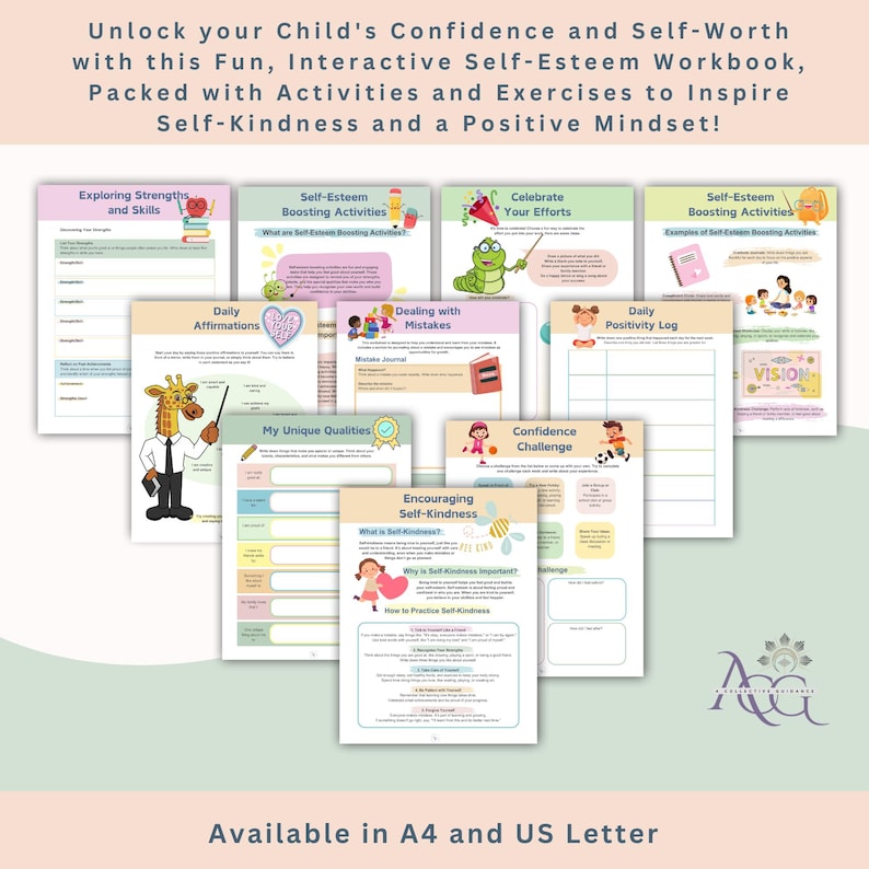 Self-esteem Workbook for Kids - 45 Fillable Worksheets | Child ...
