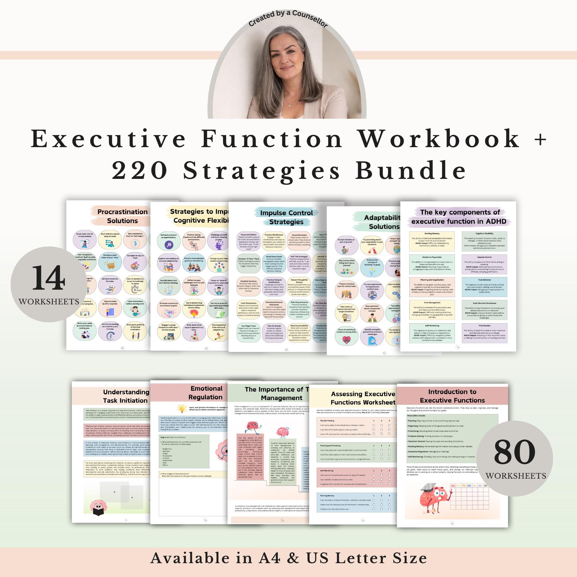 Executive Function Workbook Bundle, ADHD Focus Productivity & Coping ...