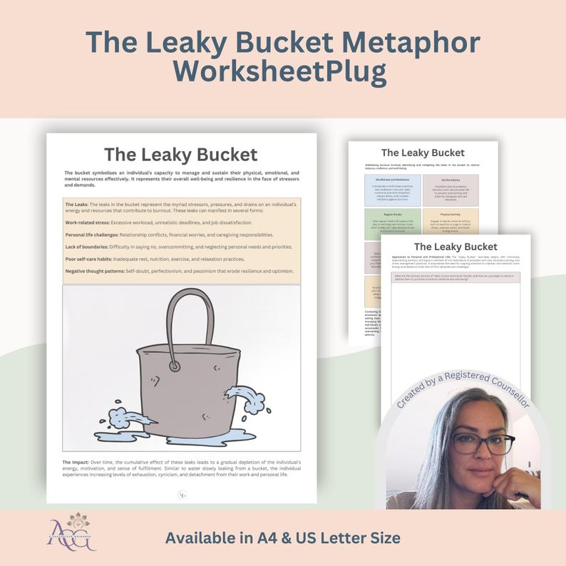 Stress Management Therapy Worksheets | the Leaky Bucket CBT Worksheet ...