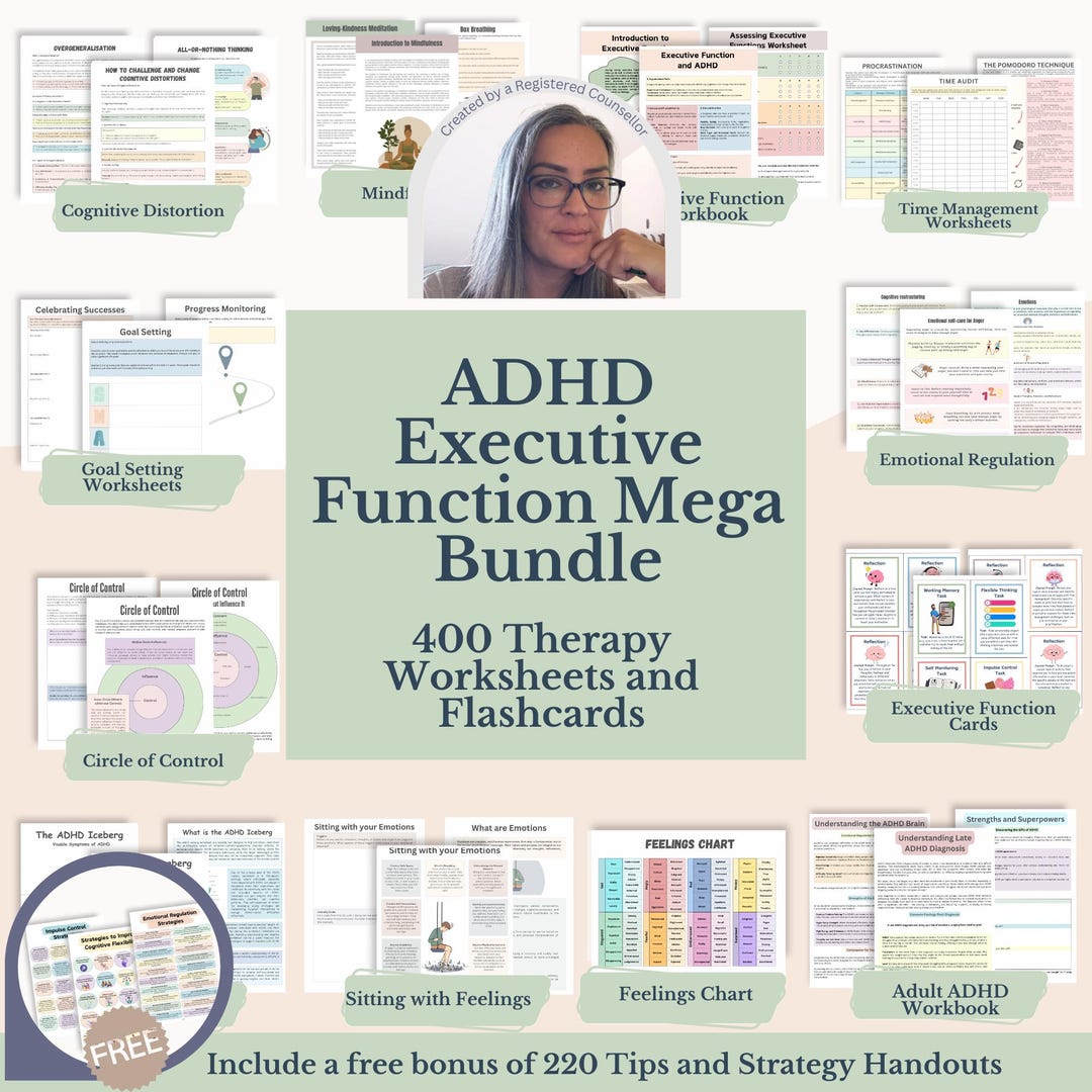 ADHD Bundle Printable | ADHD Planner & Worksheets | Executive Function ...