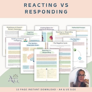 Therapy Worksheets for Mindful Emotional Responses & Self Control ...