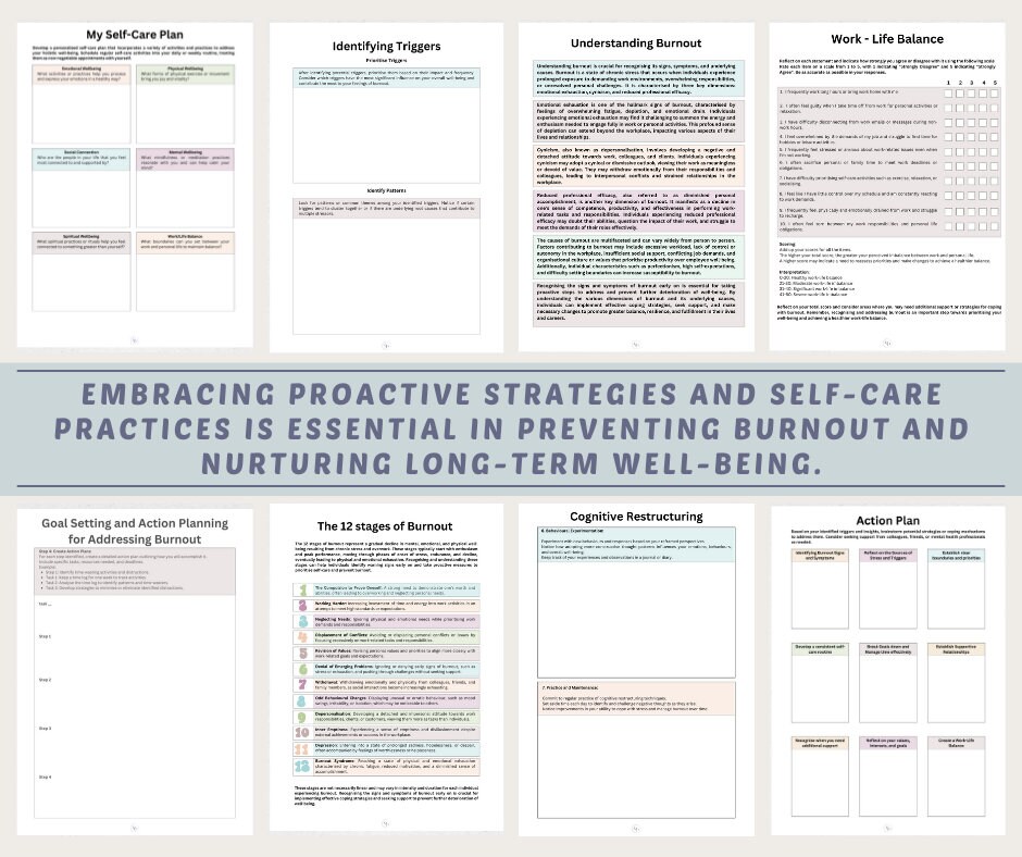 Burnout Workbook / Stress Management / Therapy Worksheets / CBT ...