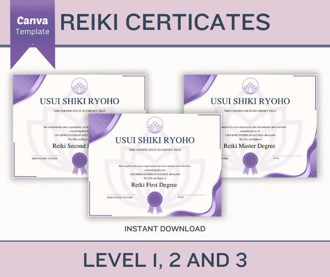 Reiki Certificates for All Levels, Reiki Healing Training Certificates ...