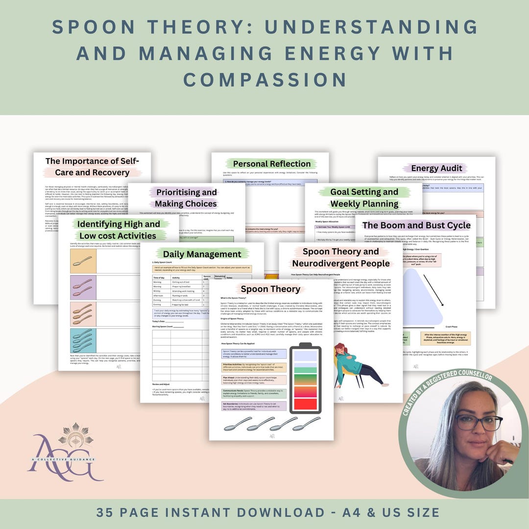Spoon Theory Workbook for Energy Management, ADHD, Chronic Illness ...