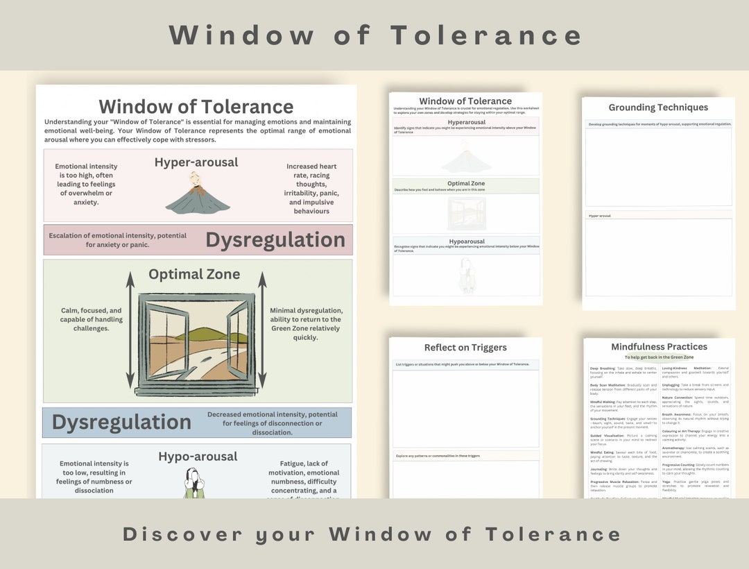Window of Tolerance Worksheet / Window of Tolerance / Trauma Therapy ...