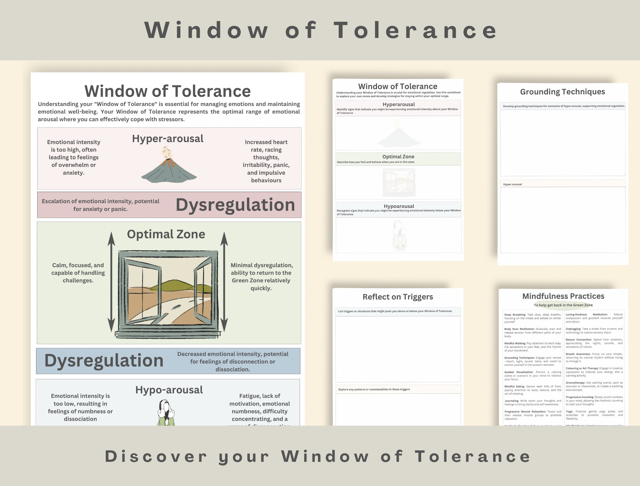 Window of Tolerance Worksheet / Window of Tolerance / Trauma Therapy ...