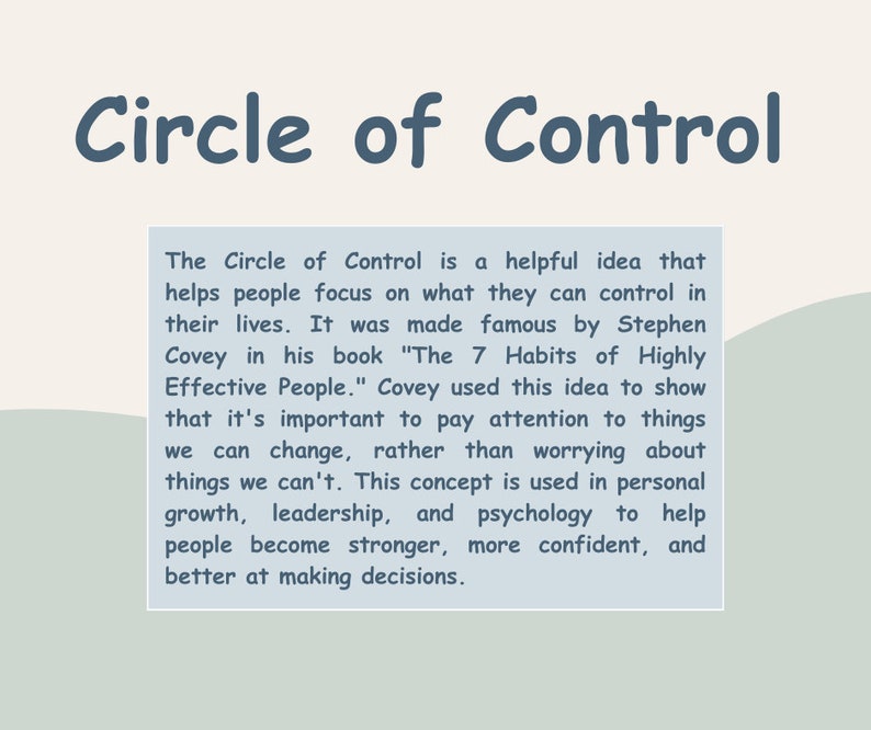 Circle of Control Worksheet / Circle of Control Handout / Therapy ...