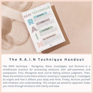 RAIN Handout - RAIN Technique Cheat Sheet for Mindfulness & Emotional ...