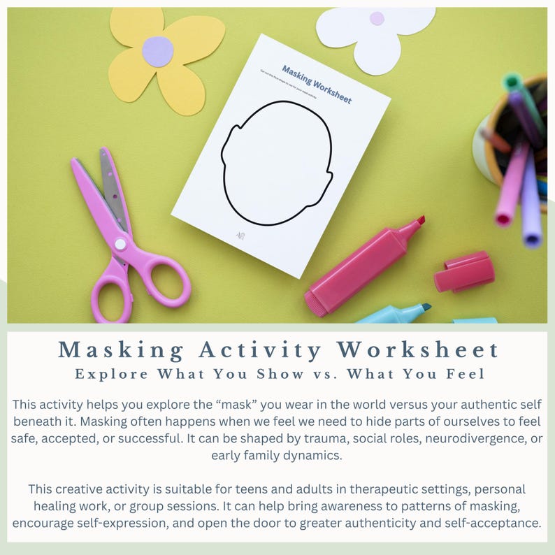 Masking Creativity Worksheet for Therapy & Counselling – Therapeutic ...