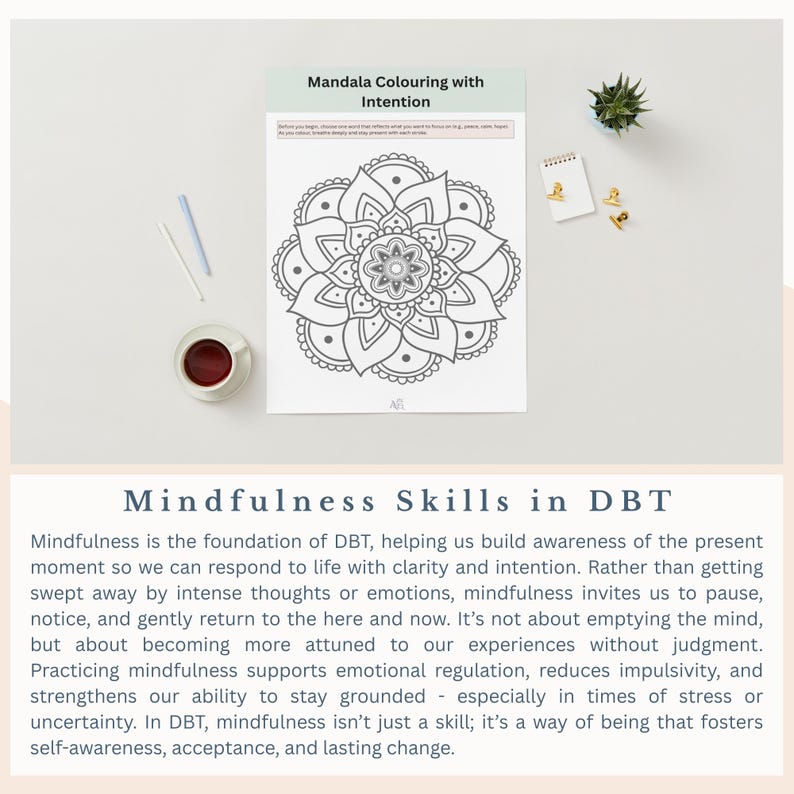 DBT Mindfulness Skills Worksheets & Handouts PDF Digital Download for ...