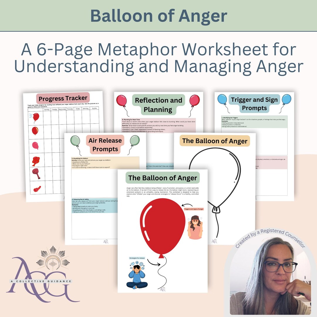 Anger Balloon Metaphor Worksheet for Emotional Regulation & Anger ...